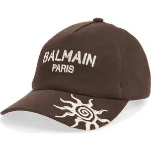 Balmain Paris Embroidered Baseball Cap - White Brown/beige