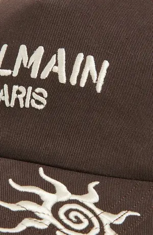Balmain Paris Embroidered Baseball Cap - White Brown/beige