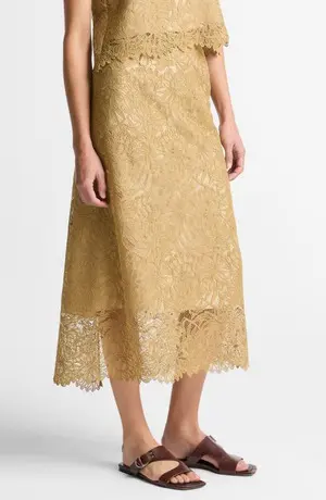Vince Lace Slip Midi Skirt