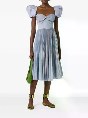 Elisabetta Franchi Striped Nylon Taffeta Dress - Blue