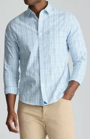 UNTUCKIT Plaid Cottontek Performance Button-up Shirt - Blue