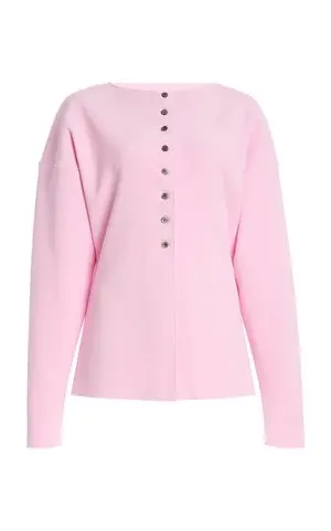BIRROT Boatneck Crepe Cardigan - Pink
