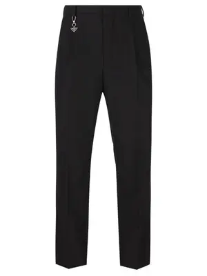 Prada Charm-detail Tapered Trousers - Black