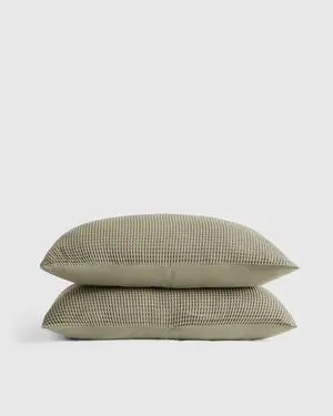 Quince Organic Waffle Sham Set - Dried Sage