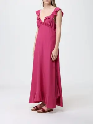 Chloé Silk Maxi Dress With Ruffled V-neck - Violet