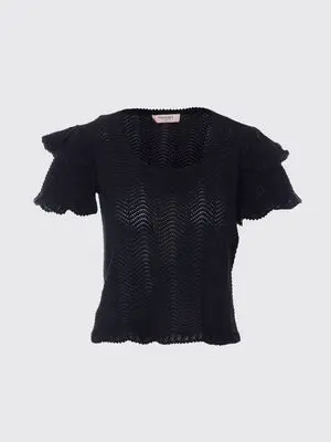 TWINSET Perforated Cotton Knit Top