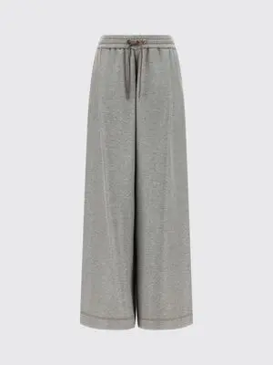 Brunello Cucinelli Wide Leg Drawstring Trousers - Silver