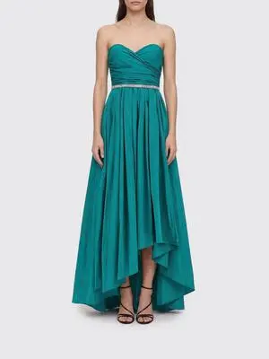 Pinko Pinko Taffeta Sweetheart Off-the-Shoulder Gown With Jeweled Belt Green