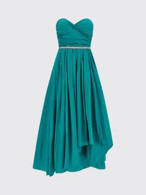 Pinko Taffeta Sweetheart Off-the-shoulder Gown With Jeweled Belt - Green