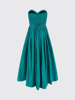 Pinko Taffeta Sweetheart Off-the-shoulder Gown With Jeweled Belt - Green