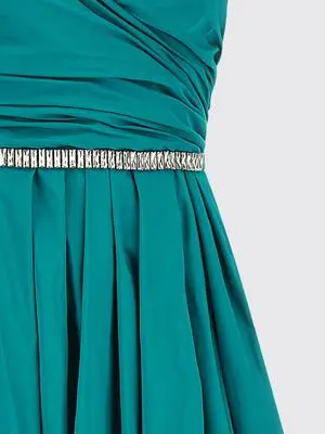 Pinko Taffeta Sweetheart Off-the-shoulder Gown With Jeweled Belt - Green