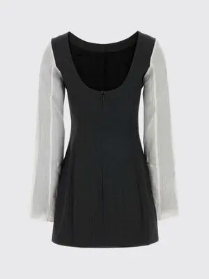 Our Legacy Pinstripe Mini Dress With Contrasting Sleeves - Grey