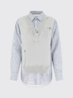 MAISON MARGIELA Striped Cotton And Linen Shirt With Faux Vest
