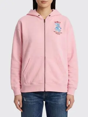 Kenzo Cotton Hoodie With Slogan Print - Pink