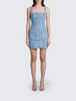 Balmain Denim Button-up Mini Dress - Navy