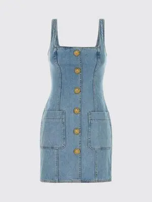 Balmain Denim Button-up Mini Dress - Navy