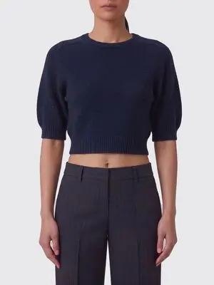 Khaite Cropped Puff Sleeve Sweater - Navy