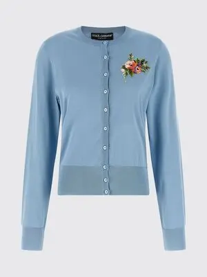 Dolce & Gabbana Silk Cardigan With Floral Embroidery - Blue