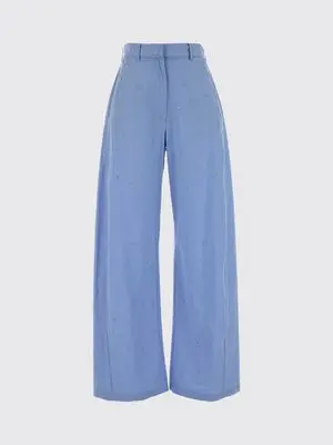 Giuseppe Di Morabito Embellished Cotton Palazzo Trousers - Blue
