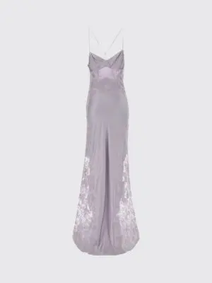 Ermanno Scervino Stretch Satin And Lace Maxi Dress