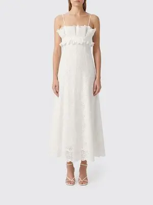 Alberta Ferretti Midi Dress With Ruffled Neckline