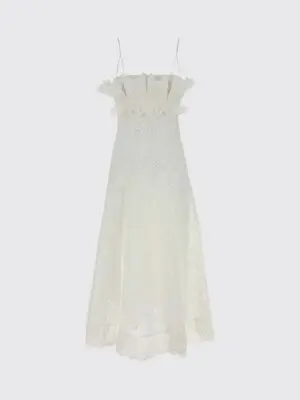 Alberta Ferretti Midi Dress With Ruffled Neckline