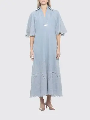 Zimmermann Embroidered Midi Dress - Gnawed Blue