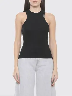 DONDUP Ribbed High Neck Tank Top - Black