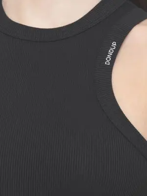 DONDUP Ribbed High Neck Tank Top - Black