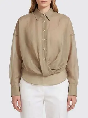 Brunello Cucinelli Draped Shirt - Brown