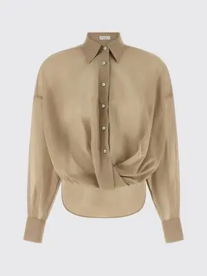 Brunello Cucinelli Draped Shirt - Brown