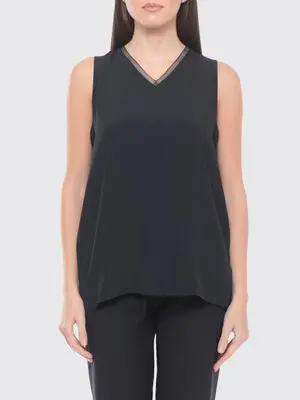 Fabiana Filippi Acetate And Silk Blend V-neck Top - Blue