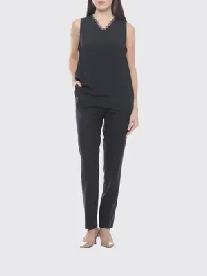 Fabiana Filippi Acetate And Silk Blend V-neck Top - Blue