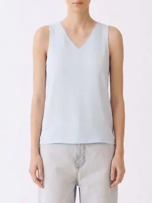 Fabiana Filippi Acetate And Silk Blend V-neck Top - Water