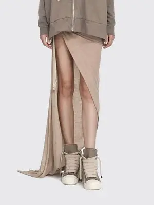 Rick Owens Long Cotton Jersey Skirt - Beige