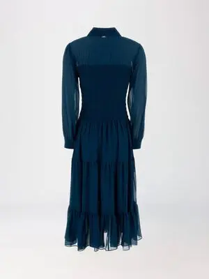 Michael Kors Long Sleeve Button-up Midi Dress