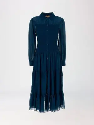 Michael Kors Long Sleeve Button-up Midi Dress