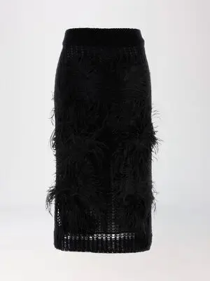 Attico Feather Embellished Midi Skirt