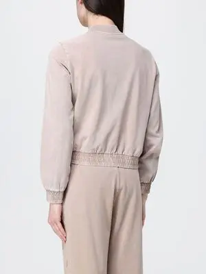 Liu Jo Cotton Bomber Jacket With Rhinestone Logo Embellishment - Beige