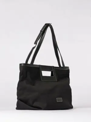 Max Mara Cotton Canvas And Leather Tote Bag