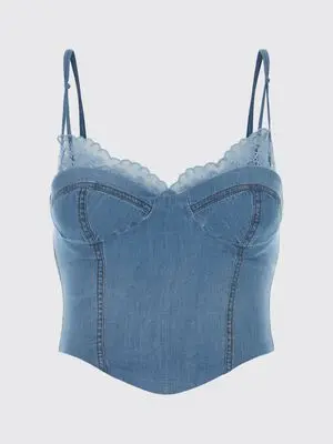 Ermanno Scervino Denim And Lace Corset Top