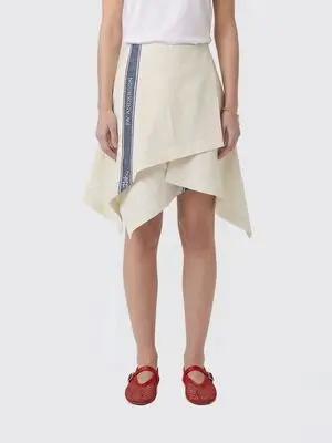 JW Anderson Asymmetrical Linen Skirt With Striped Detailing - Blue