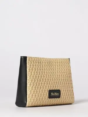 Max Mara Woven Clutch With Logo Detail - Beige