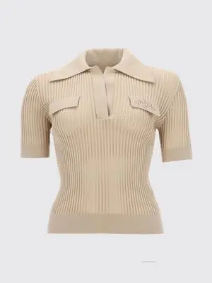 PATOU Ribbed Knit Polo Shirt - Beige