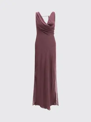 Andamane Long Draped Silk Dress - Plum