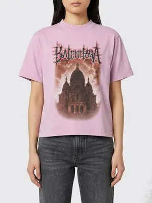 Balenciaga Cotton T-shirt With Graphic Print - Pink