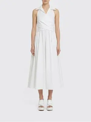 PATOU Sleeveless Midi Dress With Lapel Collar - White