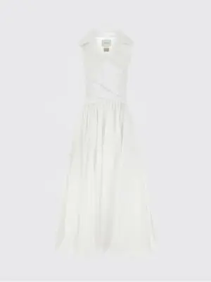 PATOU Sleeveless Midi Dress With Lapel Collar - White