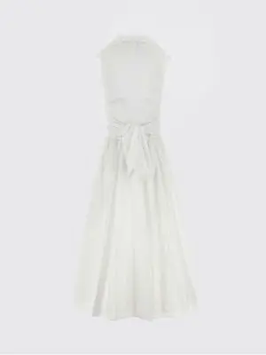 PATOU Sleeveless Midi Dress With Lapel Collar - White