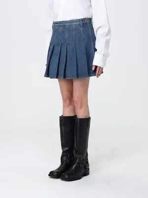 Burberry Pleated Denim Mini Skirt